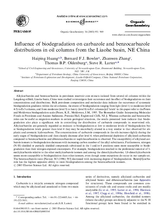 (PDF) Biodegradation Effects on Carbazole in Oil