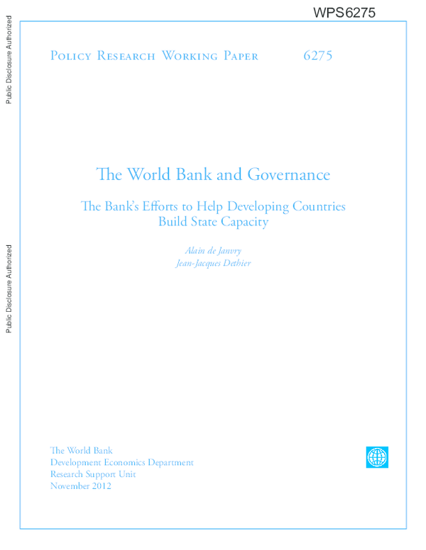 (PDF) The World Bank and Governance: The Bank's Efforts to Help ...