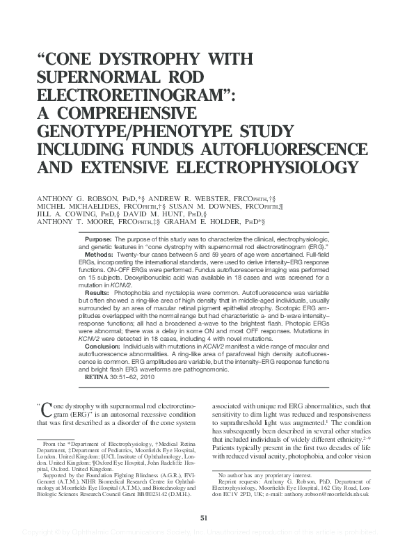 (PDF) “Cone Dystrophy with Supernormal Rod Electroretinogram”: A ...