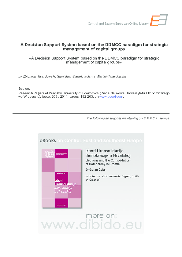 (PDF) A Decision Support System based on the DDMCC paradigm for ...