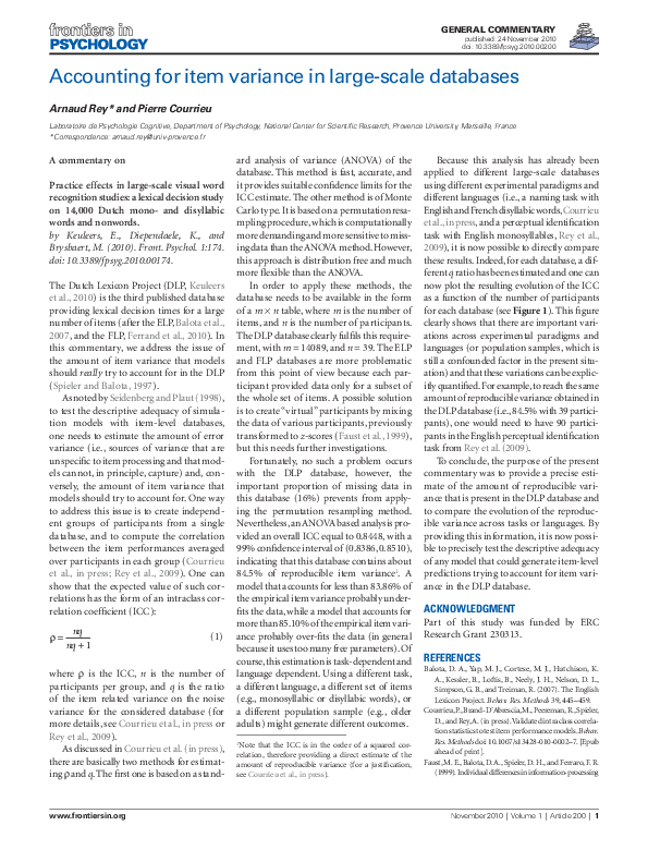 (PDF) Accounting for Item Variance in Large-scale Databases