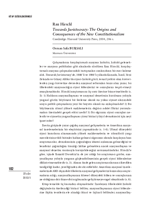(PDF) Ran Hirschl: Towards Juristocracy: The Origins and Consequences ...