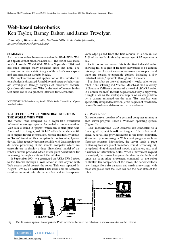 (PDF) Web-based telerobotics