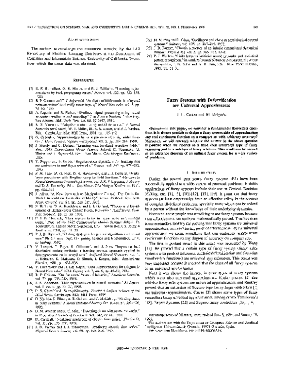 Pdf Fuzzy Systems With Defuzzification Are Universal Approximators