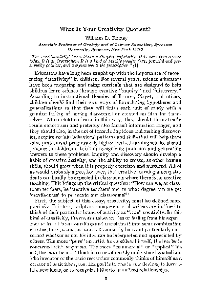 (PDF) What Is Your Creativity Quotient?