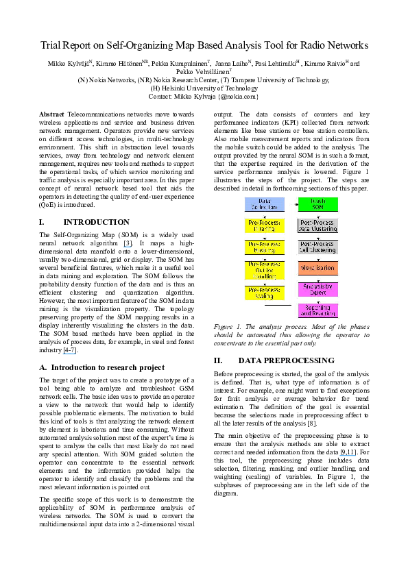Pdf Trial Report On Self Organizing Map Based Analysis Tool For Radio Networks [gsm Applications]