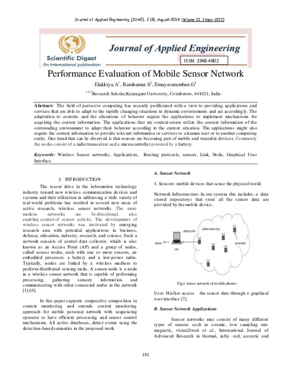 (PDF) Performance Evaluation of Mobile Sensor Network
