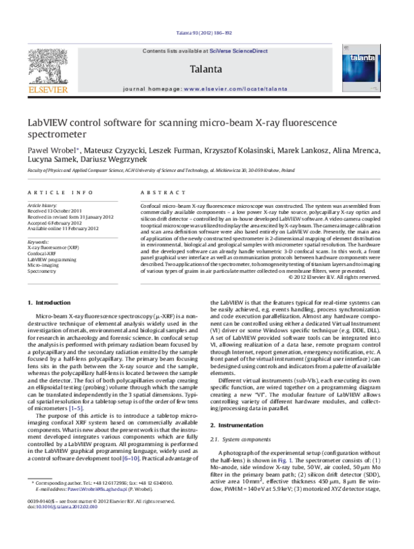 (PDF) LabVIEW control software for scanning micro-beam X-ray ...