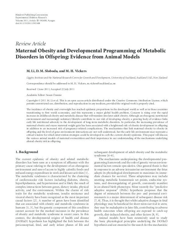 (PDF) Maternal obesity and developmental programming of metabolic disorders in offspring ...