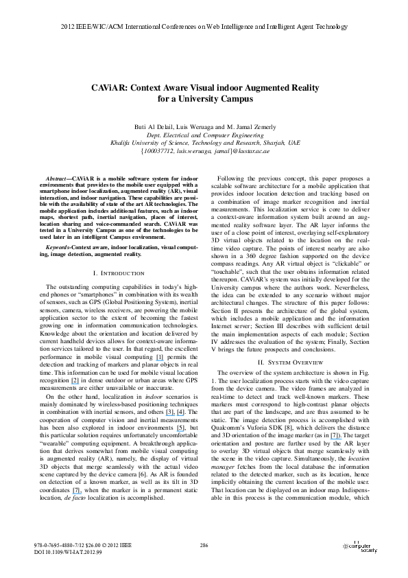 (PDF) CAViAR: Context Aware Visual Indoor Augmented Reality for a University Campus
