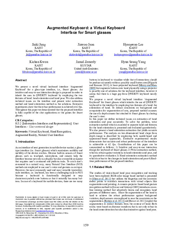 (PDF) Augmented keyboard (a virtual keyboard interface for smart glasses)