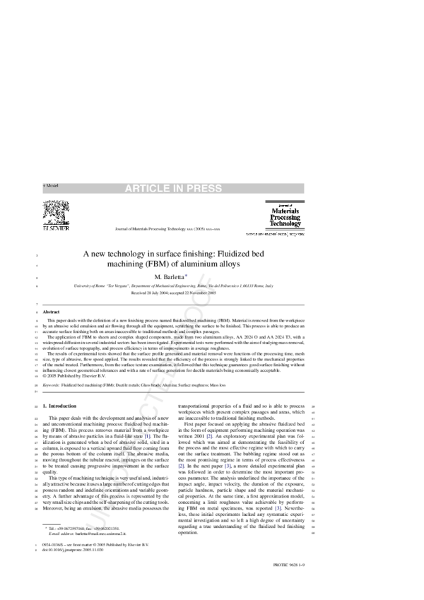(PDF) A new technology in surface finishing: Fluidized bed machining ...