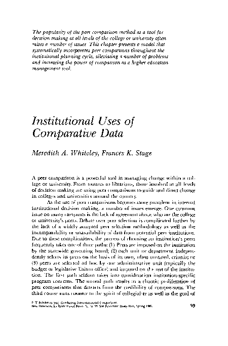 (PDF) Institutional uses of comparative data