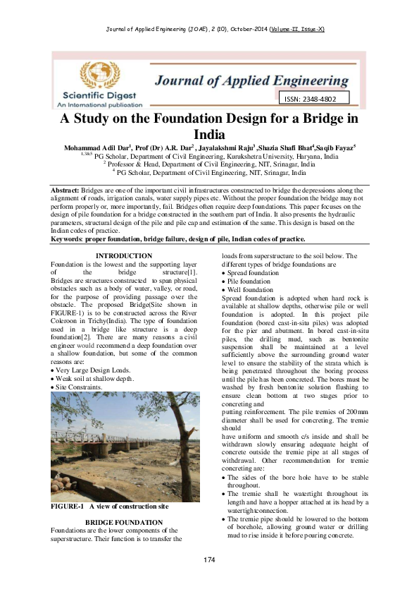 (PDF) A Study on the Foundation Design for a Bridge in India
