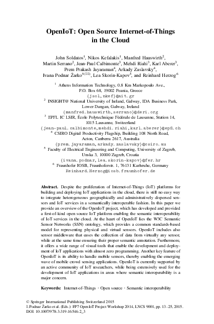 (PDF) OpenIoT: Open Source Internet-of-Things in the Cloud