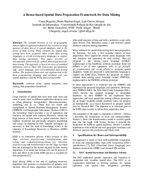 (PDF) A Reuse-Based Spatial Data Preparation Framework for Data Mining
