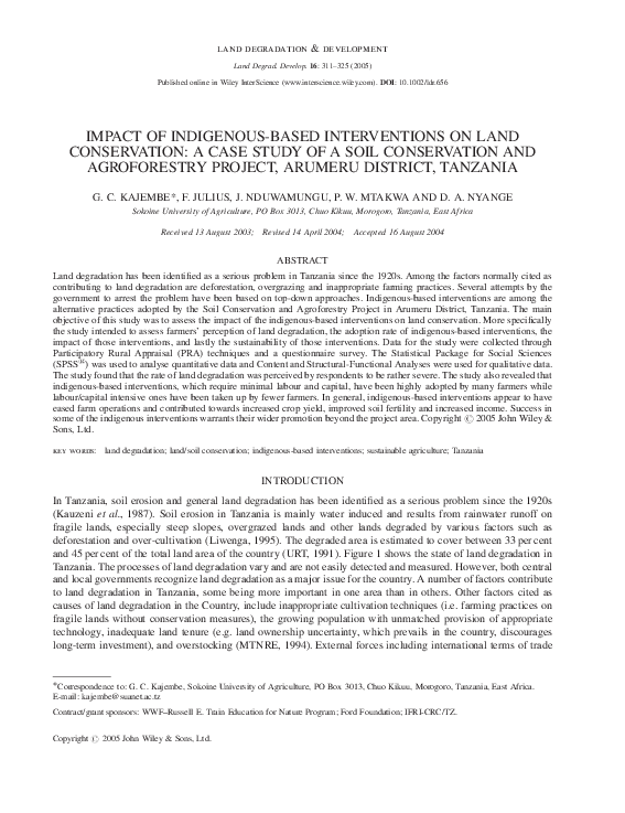 (PDF) Impact of indigenous-based interventions on land conservation: a ...
