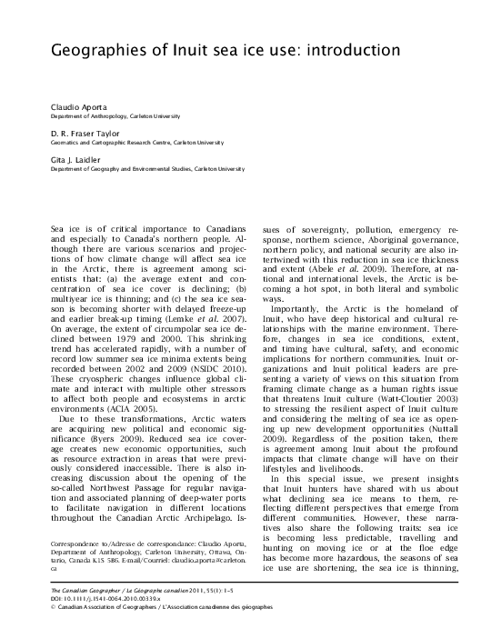 (PDF) Geographies of Inuit sea ice use: introduction