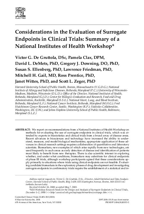 (PDF) Considerations in the Evaluation of Surrogate Endpoints in ...