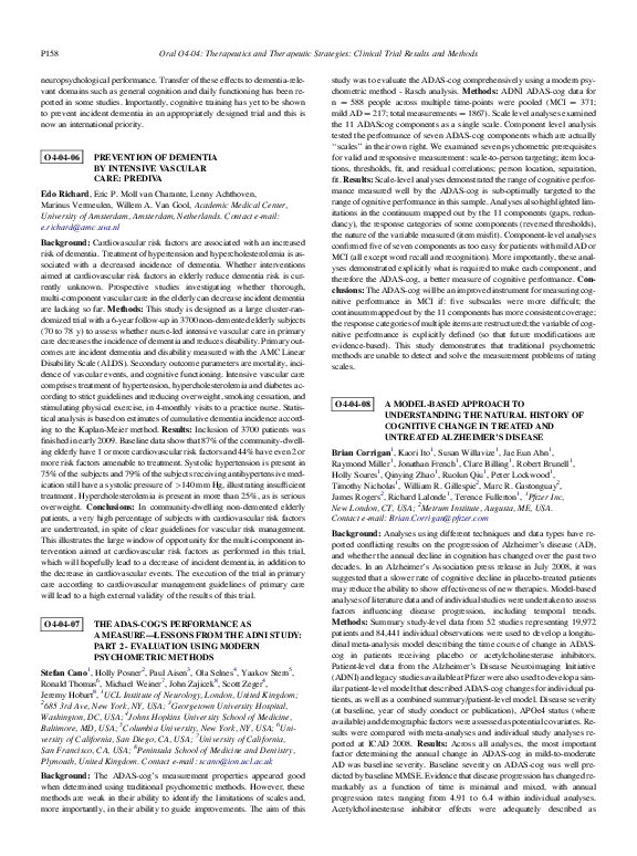 (PDF) The ADAS-cog's performance as a measure—lessons from the ADNI ...