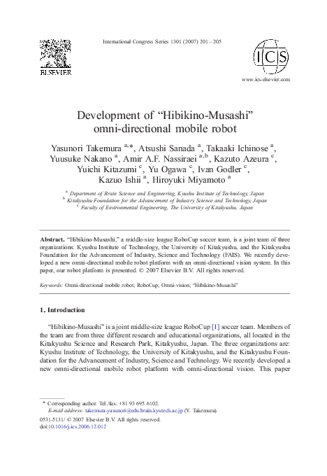 Pdf Development Of “hibikino Musashi” Omni Directional Mobile Robot