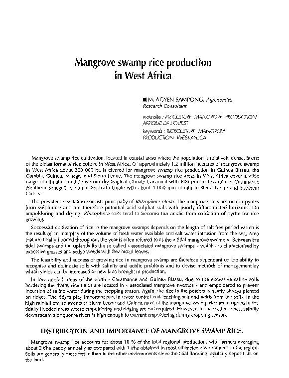 (PDF) Mangrove swamp rice production in West Africa