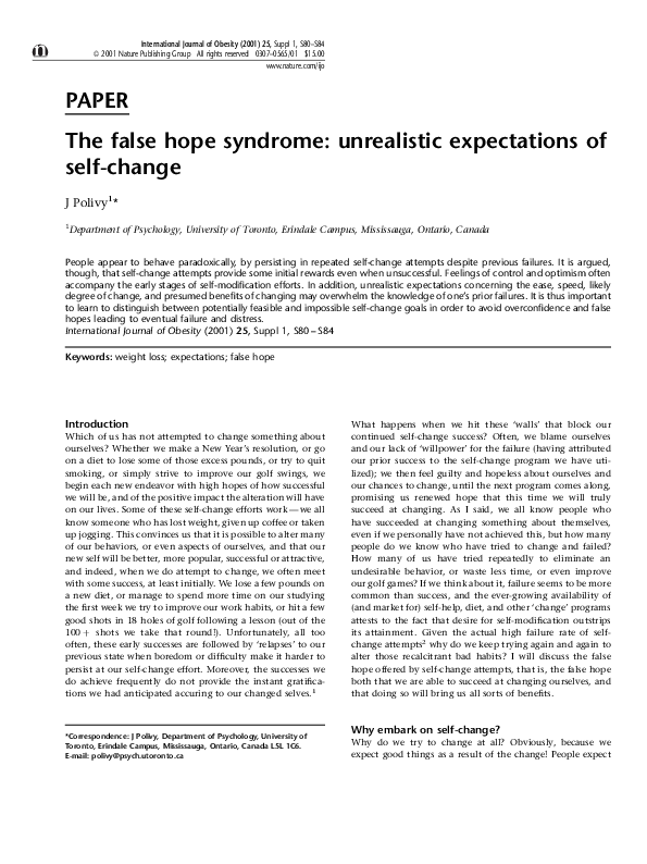 (PDF) The false hope syndrome: unrealistic expectations of self-change