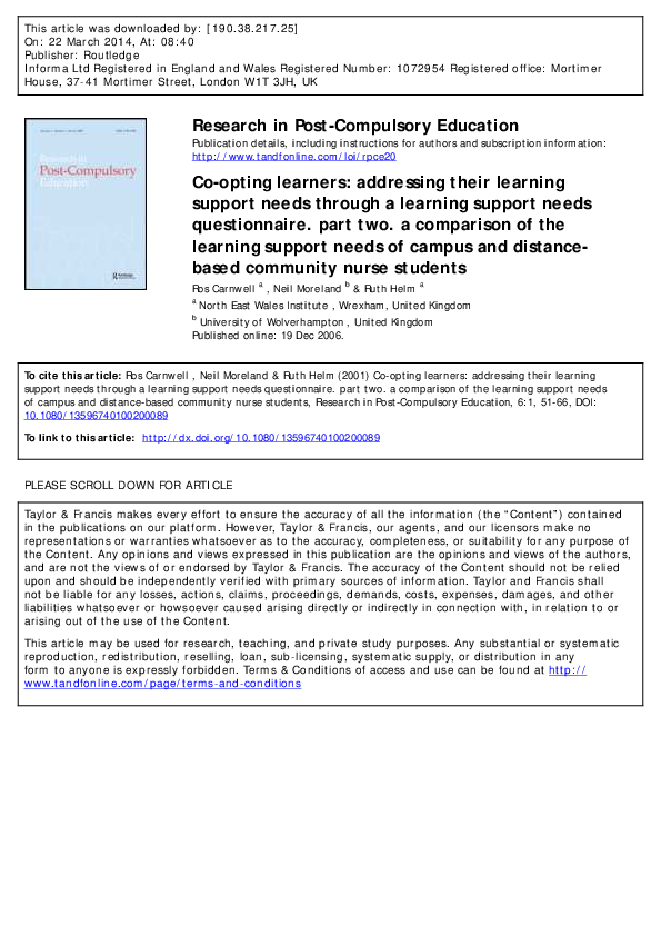 (PDF) Co-opting learners: addressing their learning support needs ...