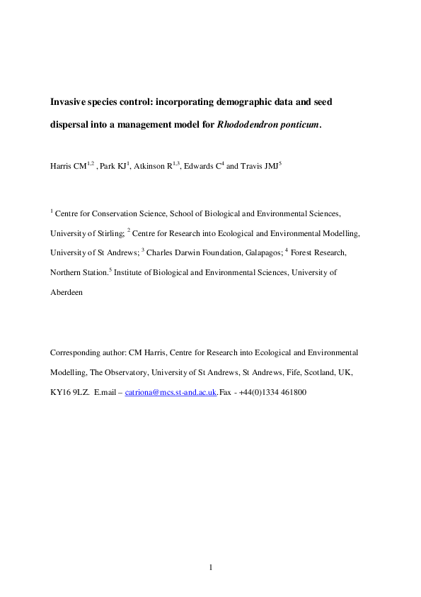 (PDF) Invasive species control: Incorporating demographic data and seed ...