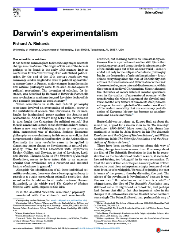 (PDF) Darwin's experimentalism