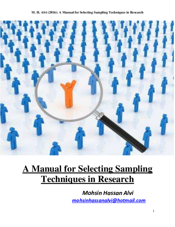 (PDF) A Manual for Selecting Sampling Techniques in Research