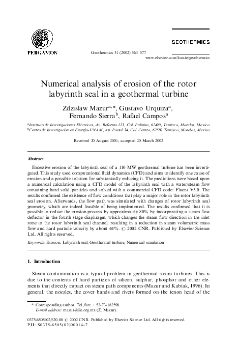 (PDF) Numerical analysis of erosion of the rotor labyrinth seal in a ...
