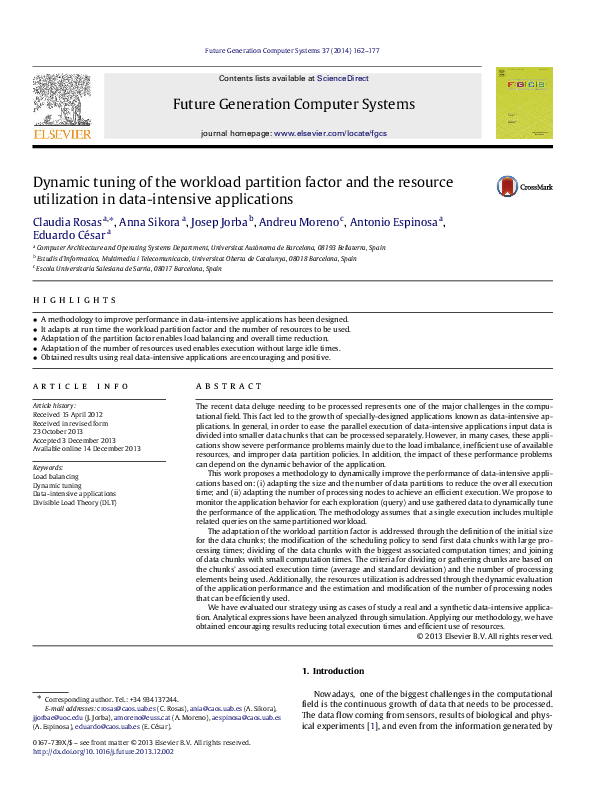 (PDF) Dynamic tuning of the workload partition factor and the resource utilization in data ...