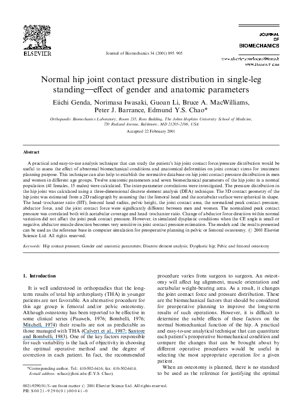 (PDF) Normal hip joint contact pressure distribution in single-leg ...