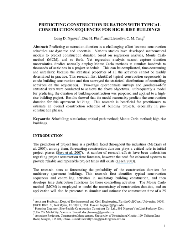 (PDF) Predicting Construction Duration with Typical Construction ...