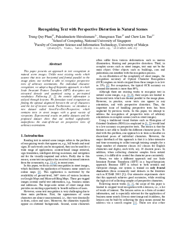 (PDF) Recognizing Text with Perspective Distortion in Natural Scenes