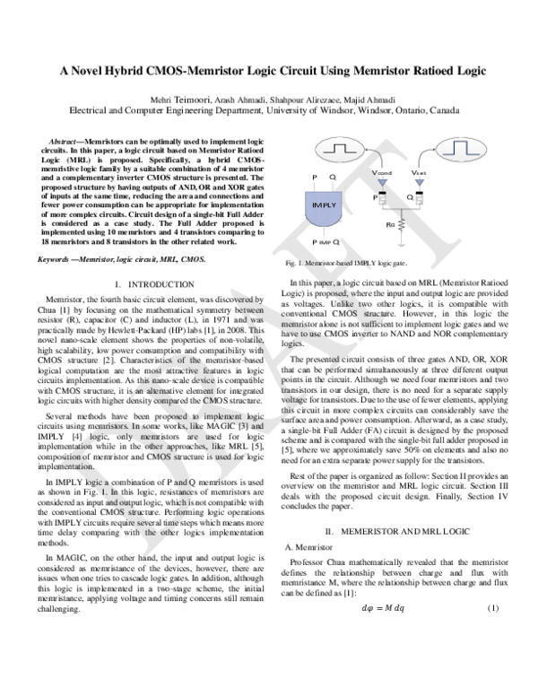 (PDF) A novel memristor based integrate-and-fire neuron implementation using material ...