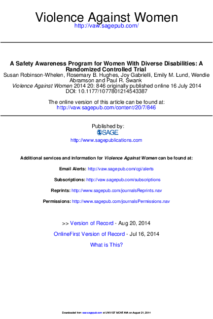(PDF) A safety awareness program for women with diverse disabilities: a ...