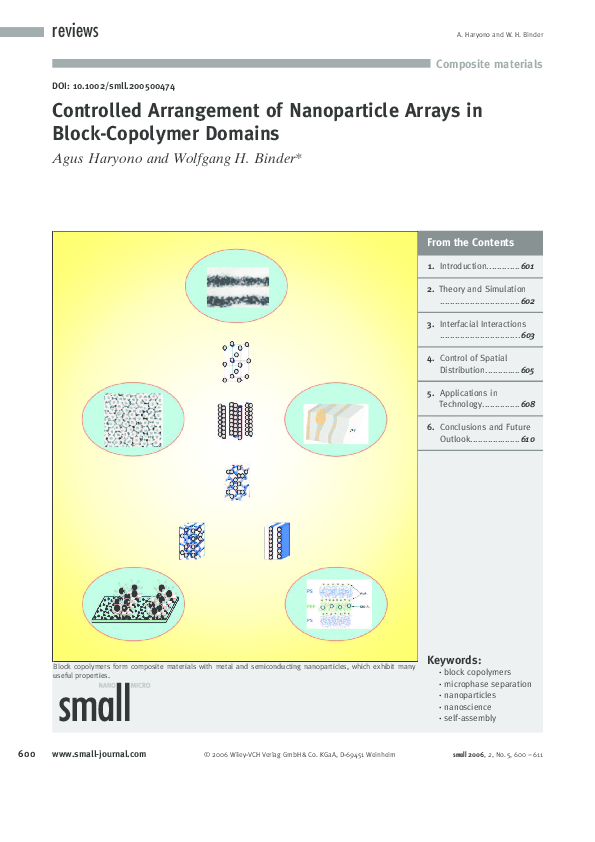 (PDF) Nanoparticle Control in Block Copolymer Domains