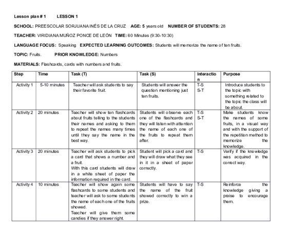 (DOC) Lesson plan # 1 LESSON 1