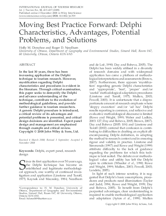 (PDF) Moving best practice forward: Delphi characteristics, advantages, potential problems, and ...