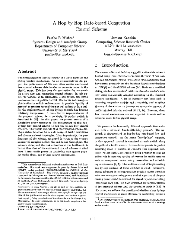 Pdf A Hop By Hop Rate Based Congestion Control Scheme