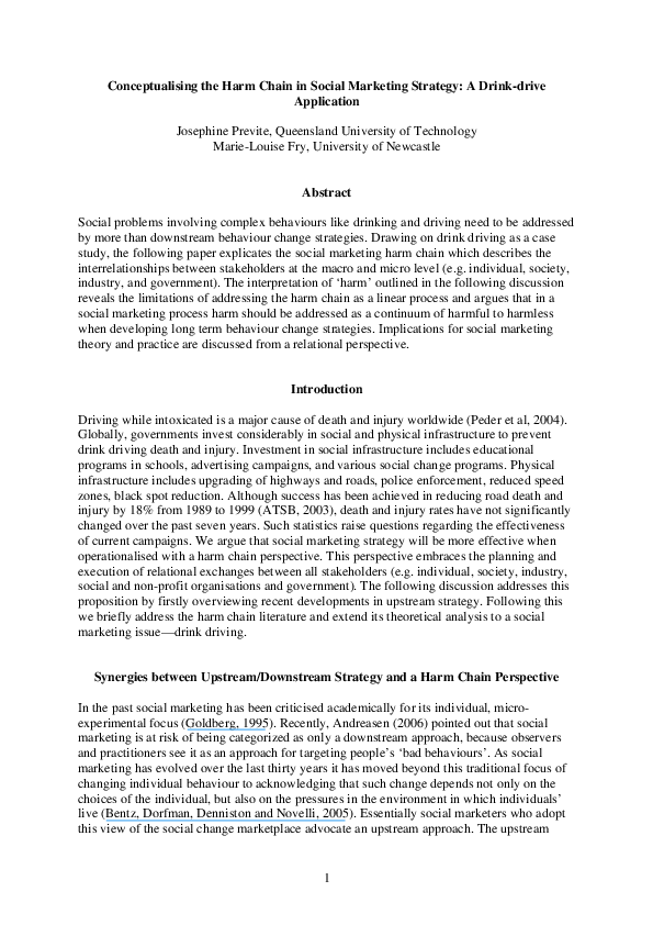 (PDF) Conceptualising the Harm Chain in Social Marketing Strategy: A ...