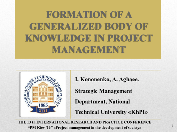 (PPT) Formation of a generalized body of knowledge in project management