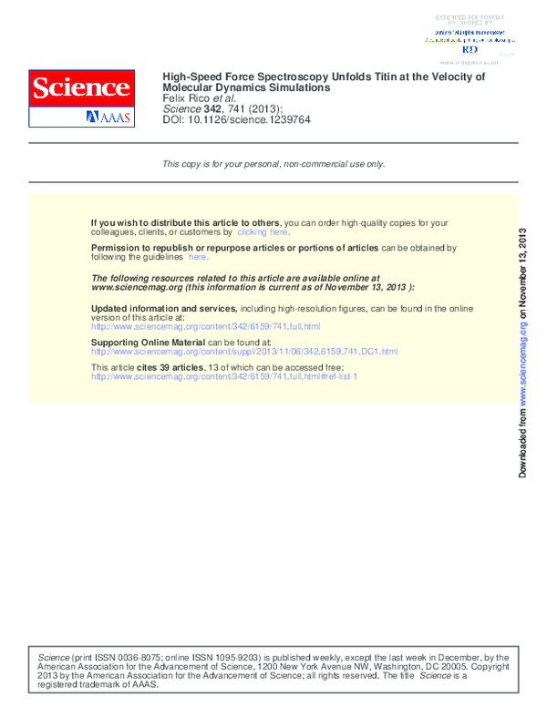 (PDF) High-Speed AFM Force Spectroscopy Unfolds Titin at the Speed of ...