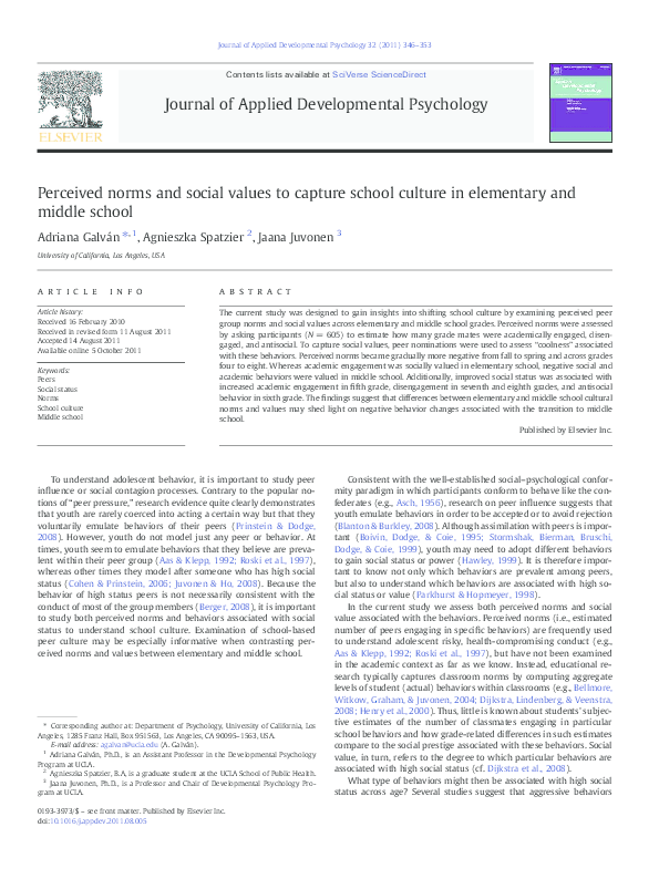 (PDF) Perceived norms and social values to capture school culture in ...
