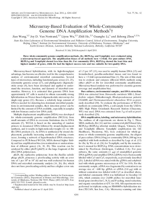 (PDF) Microarray-based evaluation of whole-community genome DNA ...