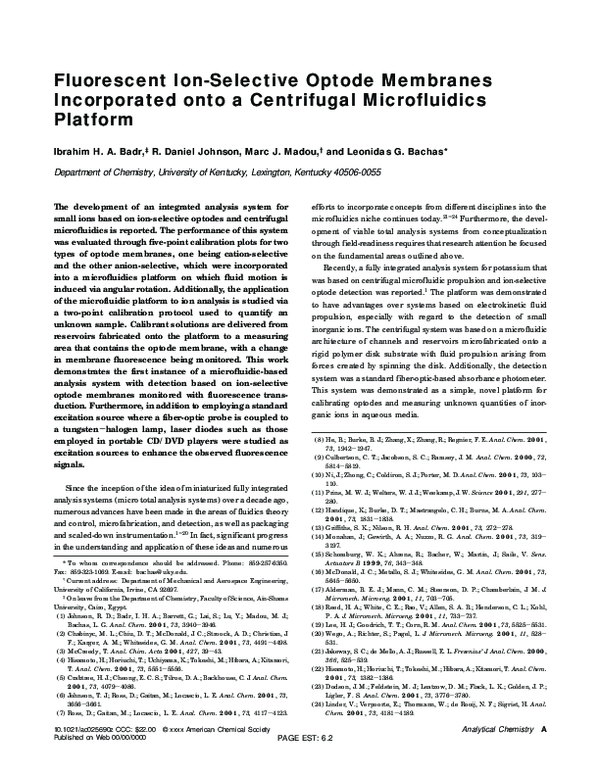 (PDF) Fluorescent Ion-Selective Optode Membranes Incorporated onto a Centrifugal Microfluidics ...