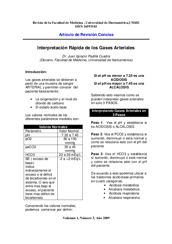 (PDF) Interpretación Rápida de los Gases Arteriales
