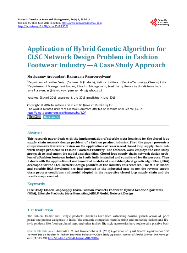 (PDF) Application of Hybrid Genetic Algorithm for CLSC Network Design Problem in Fashion ...